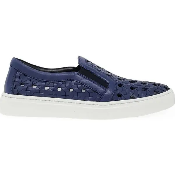 MADISON MAISON Leather Woven Slip-on Sneakers - Navy
