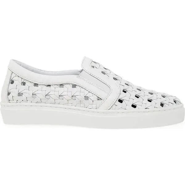 MADISON MAISON Leather Woven Slip-on Sneakers - White