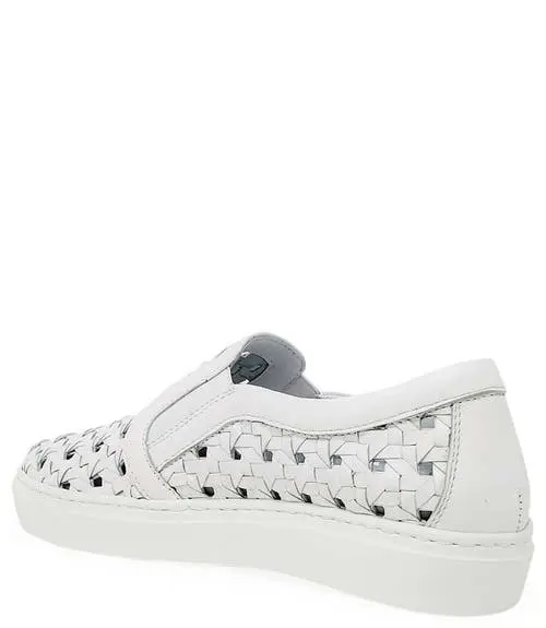 MADISON MAISON Leather Woven Slip-on Sneakers - White