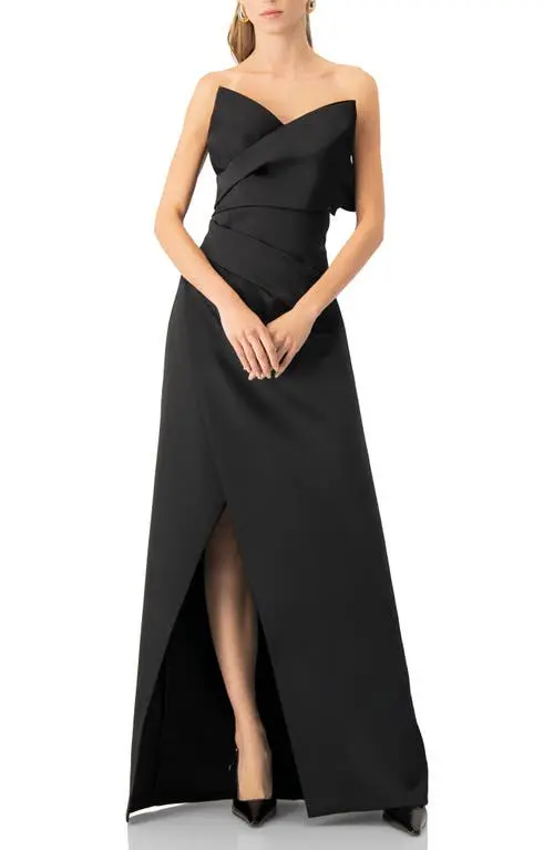 IVONNE Strapless Gown With Front Leg Opening - Black