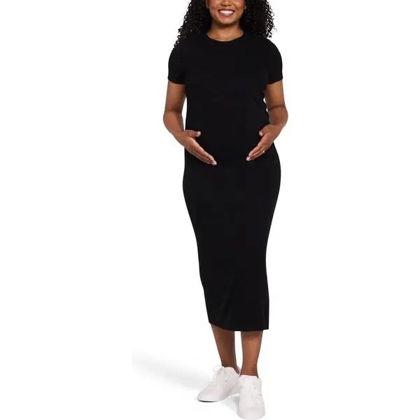 Motherhood Maternity Maternity Nursing Midi Dress - Black
