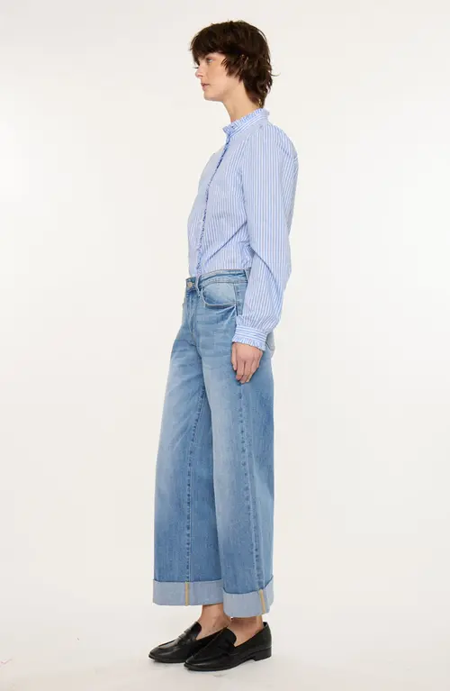 KANCAN Mid-rise Cropped Wide Leg Jeans