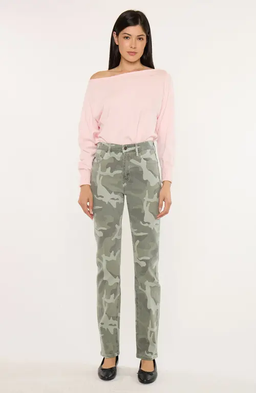 KANCAN High-rise Straight Leg Jeans - Camo