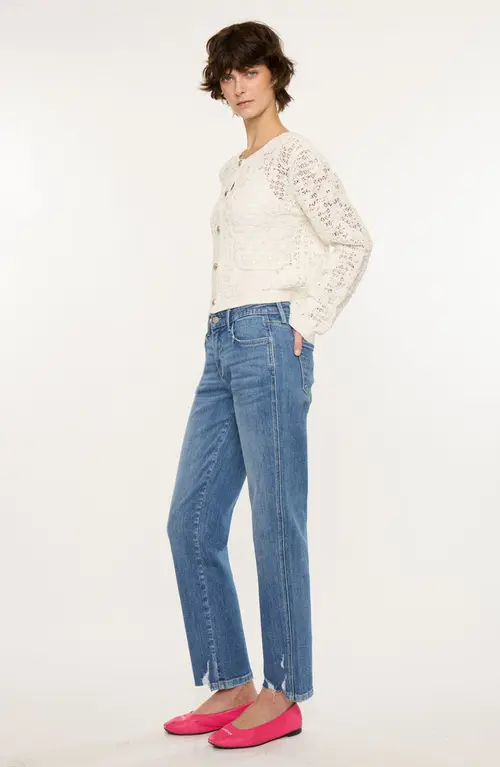 KANCAN Ivorie Mid Rise Crop Straight Jeans