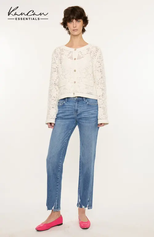 KANCAN Ivorie Mid Rise Crop Straight Jeans