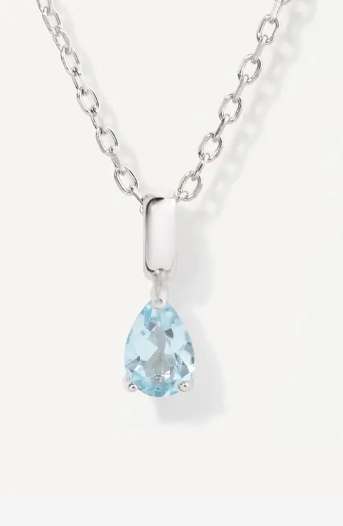 LITTLE SKY STONE Birthstone Teardrop Silver Necklace - Aquamarine