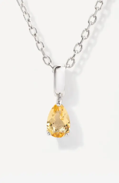 LITTLE SKY STONE Birthstone Teardrop Silver Necklace - Citrine