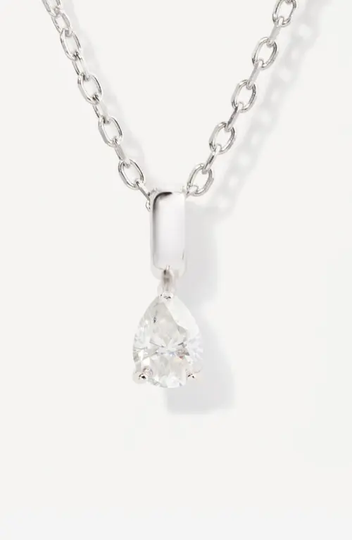LITTLE SKY STONE Birthstone Teardrop Silver Necklace - Moissanite