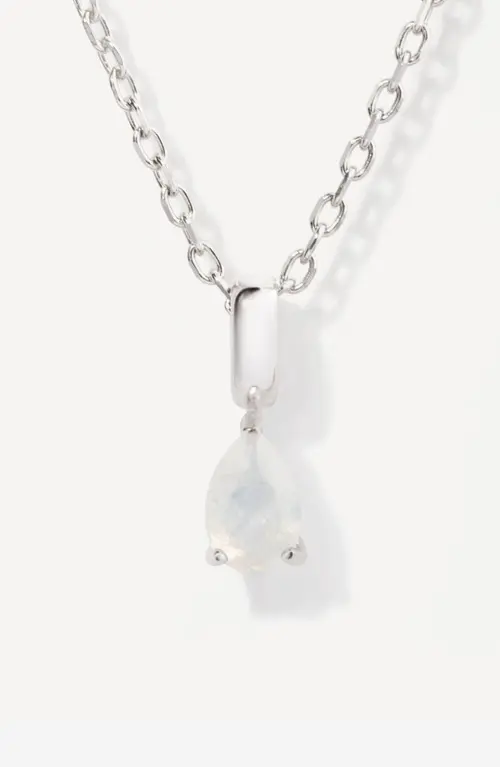 LITTLE SKY STONE Birthstone Teardrop Silver Necklace - Moonstone