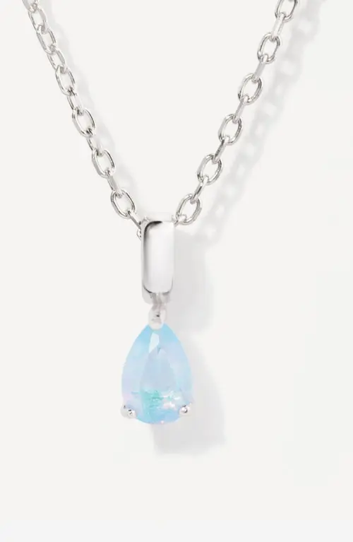 LITTLE SKY STONE Birthstone Teardrop Silver Necklace - Opal