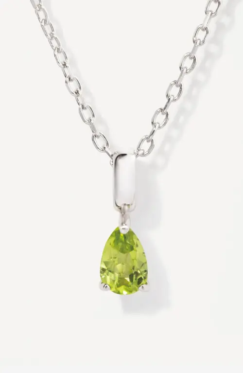 LITTLE SKY STONE Birthstone Teardrop Silver Necklace - Peridot