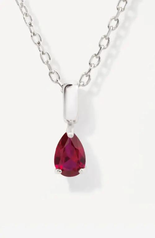 LITTLE SKY STONE Birthstone Teardrop Silver Necklace - Ruby
