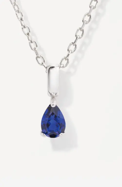 LITTLE SKY STONE Birthstone Teardrop Silver Necklace - Sapphire