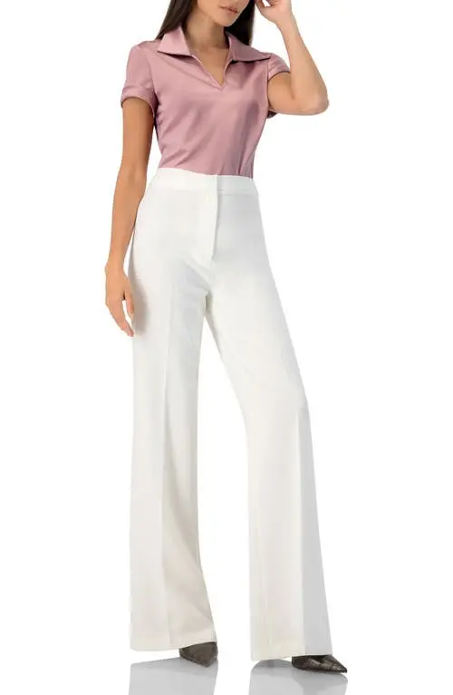 IVONNE Wide Leg Straight Pants - Ivory