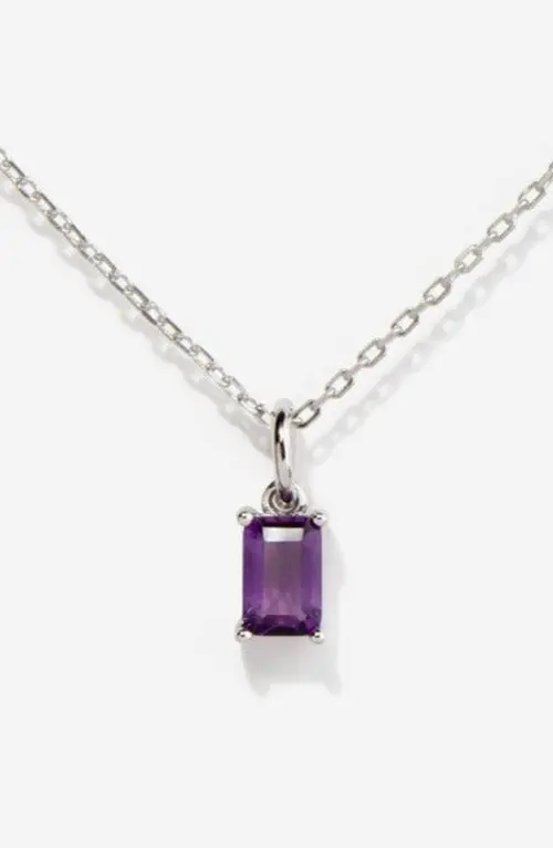 LITTLE SKY STONE Silver Pendant Necklace - Amethyst/february