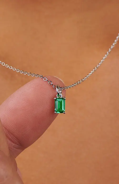 LITTLE SKY STONE Silver Pendant Necklace - Emerald