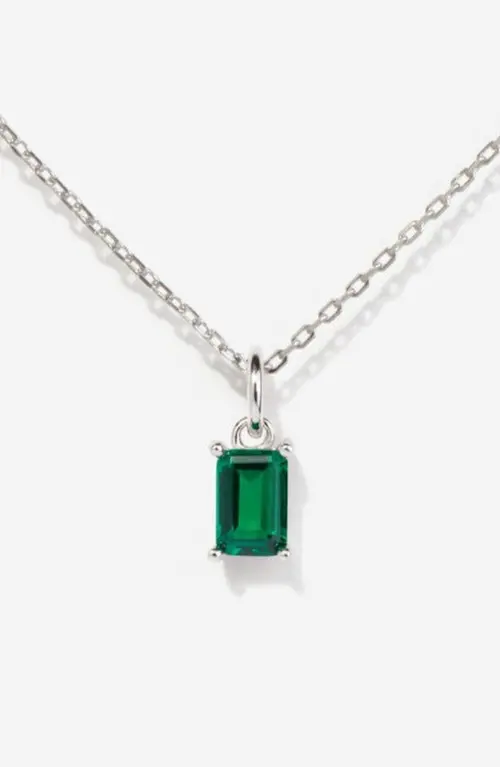 LITTLE SKY STONE Silver Pendant Necklace - Emerald/may