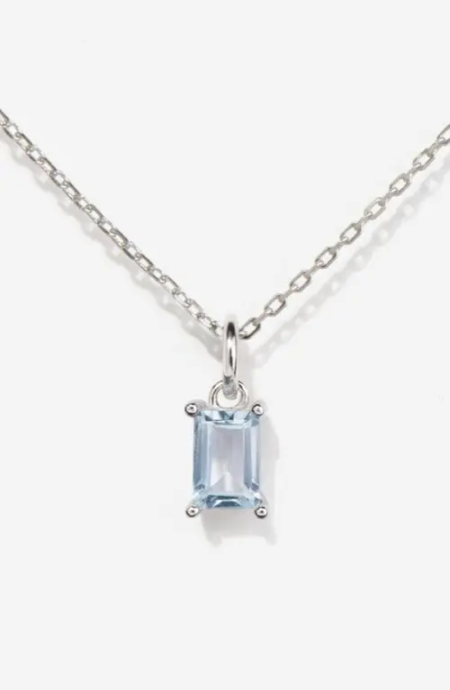 LITTLE SKY STONE Silver Pendant Necklace - Light Blue Aquamarine