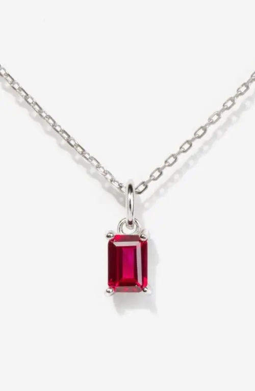 LITTLE SKY STONE Silver Pendant Necklace - Red Ruby/july