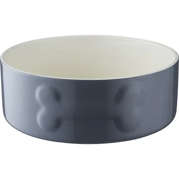 MASON CASH Embossed Bone Dog Bowl - Gray