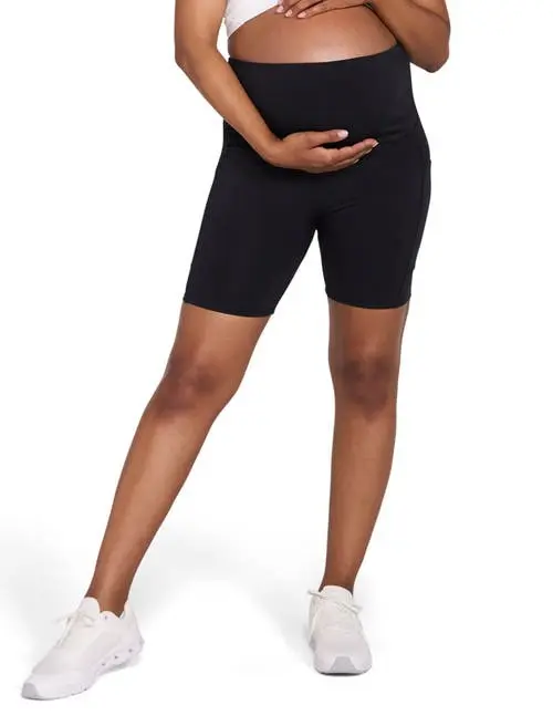 Motherhood Maternity Active Pocket Maternity Biker Short 6 1/2 - Black