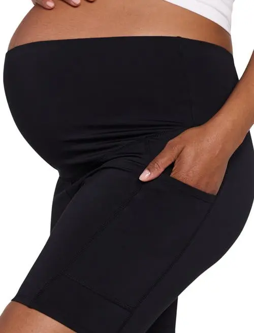 Motherhood Maternity Active Pocket Maternity Biker Short 6 1/2 - Black