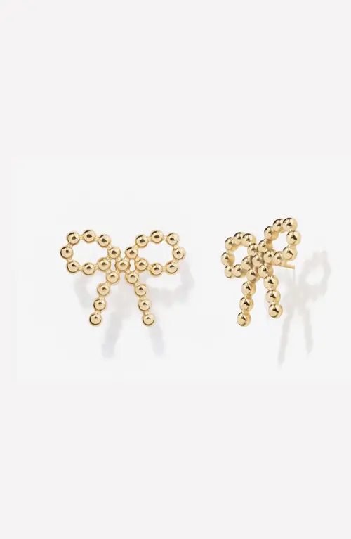 LITTLE SKY STONE Beaded Bow Stud Earrings - Gold