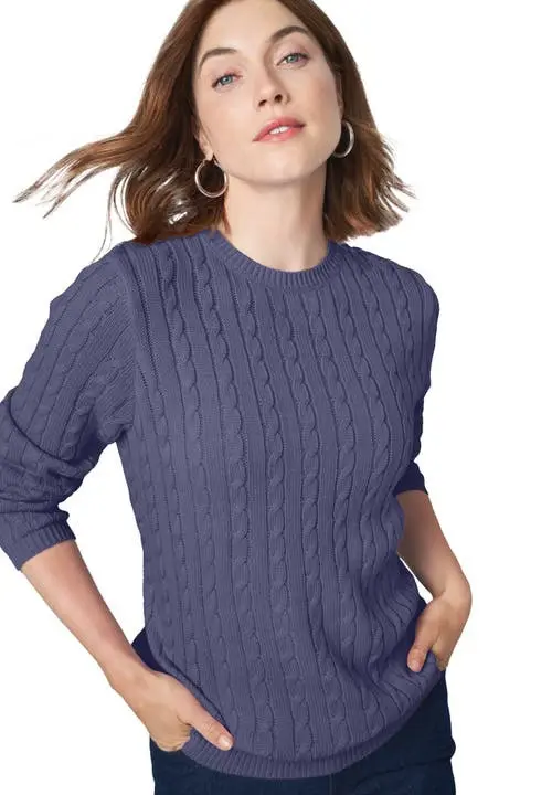 JESSICA LONDON Crochet V-neck Cardigan With Scalloped Details - Deep Dusk