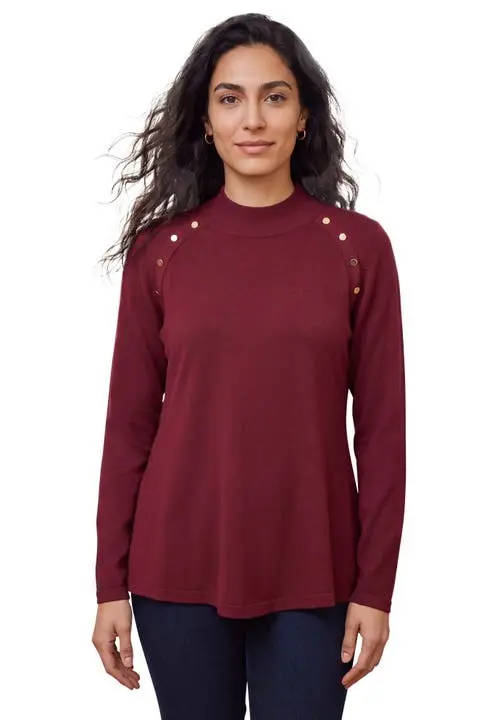 JESSICA LONDON Crochet Cardigan - Rich Burgundy