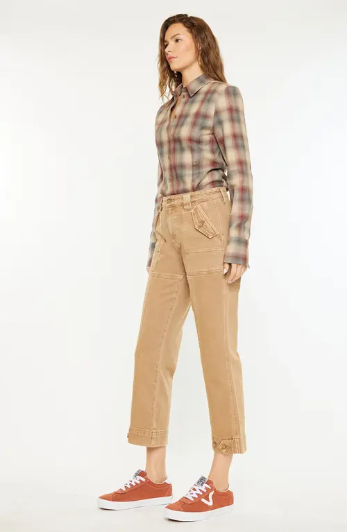 KANCAN High Rise Slim Straight Leg Cargo Jeans
