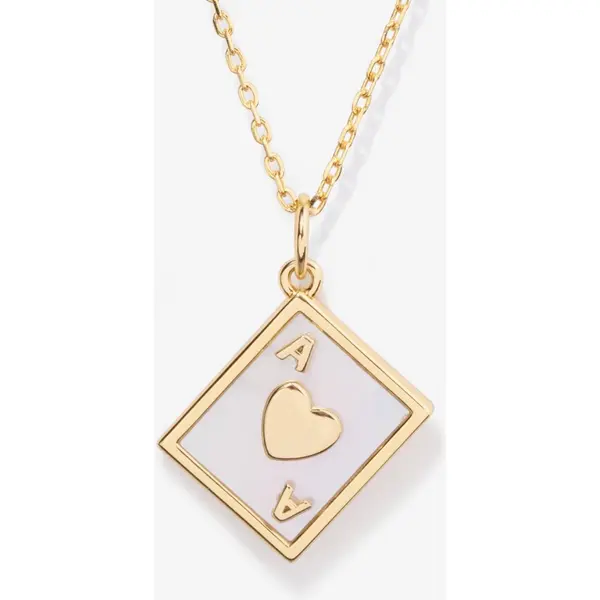 LITTLE SKY STONE Ace Of Heart Charm Necklace - Mother Of Pearl