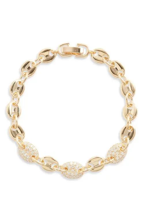 Nordstrom Crystal Mariner Chain Bracelet - Clear- Gold