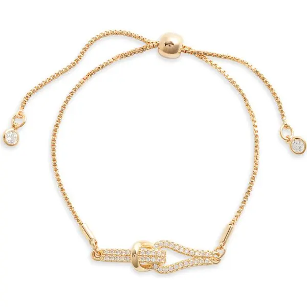 Nordstrom Adjustable Crystal Buckle Bracelet - Clear- Gold