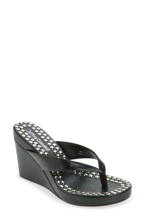 Jeffrey Campbell Liezel Platform Wedge Flip Flop - Black Silver
