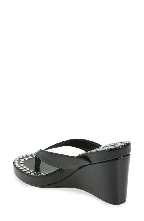 Jeffrey Campbell Liezel Platform Wedge Flip Flop - Black Silver
