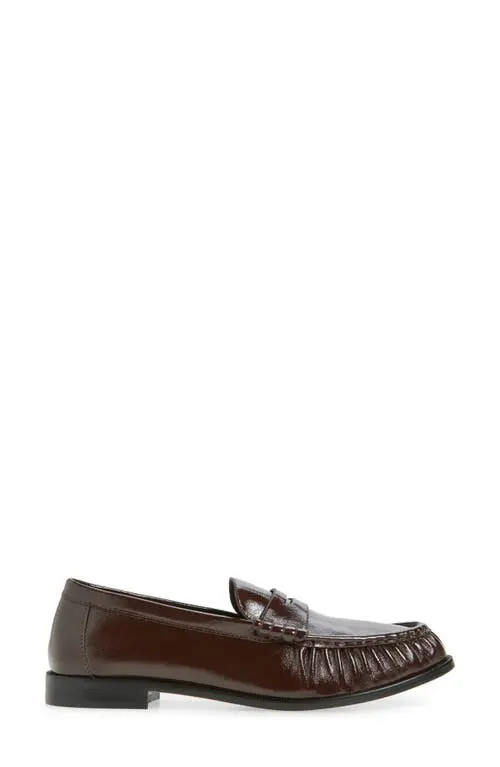 Jeffrey Campbell Stallone Penny Loafer - Brown Crinkle Patent