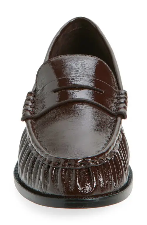 Jeffrey Campbell Stallone Penny Loafer - Brown Crinkle Patent