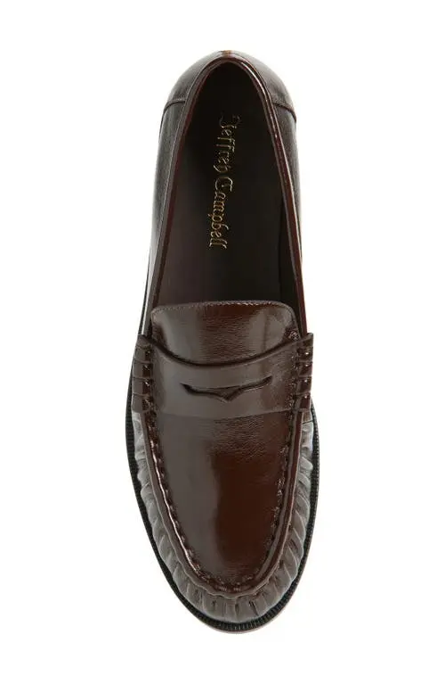 Jeffrey Campbell Stallone Penny Loafer - Brown Crinkle Patent