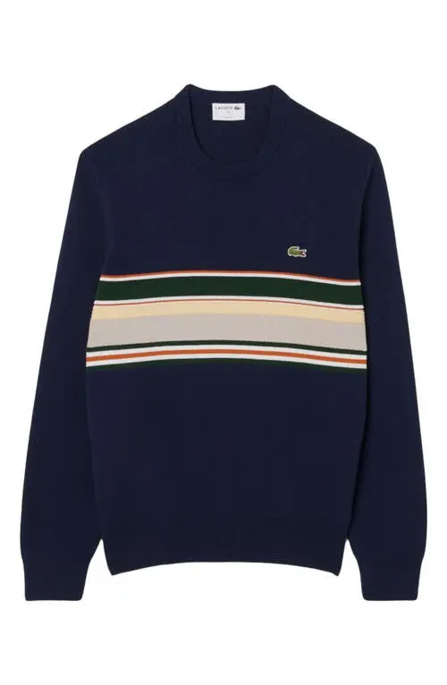 Lacoste Ottoman Stitch Stripe Cotton & Wool Sweater