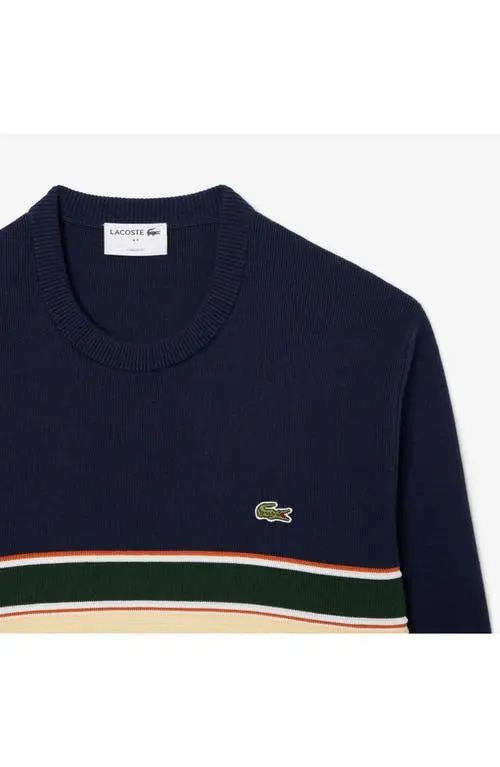 Lacoste Ottoman Stitch Stripe Cotton & Wool Sweater