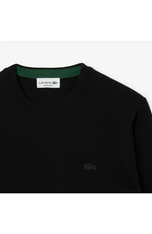 Lacoste Merino Wool Crewneck Sweater - Noir