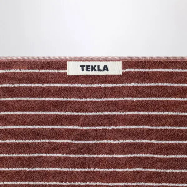 TEKLA Striped Reddish-brown Guest Towel 30x50 Cm - Green
