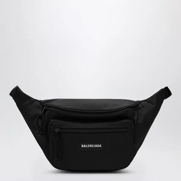 Balenciaga Explorer Nylon Belt Bag With Logo - Black