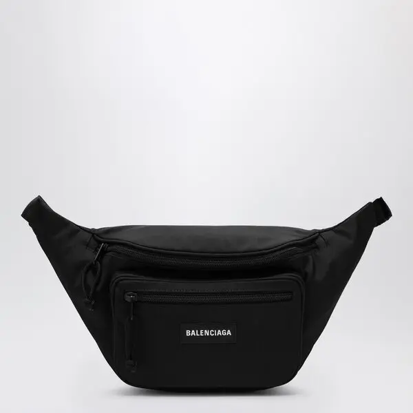 Balenciaga Explorer Nylon Belt Bag With Logo - Black