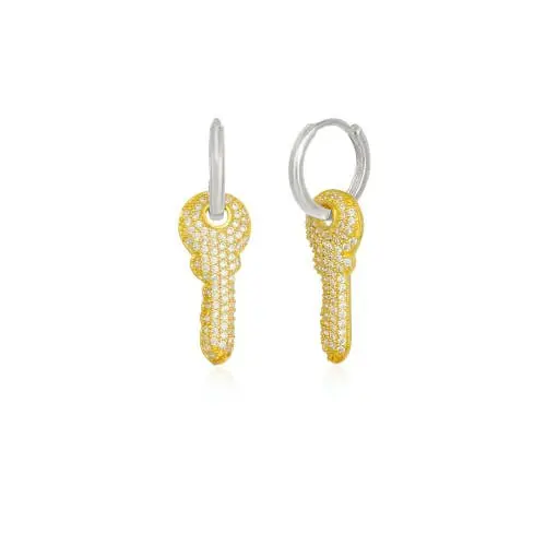 SPERO LONDON Key Hoop Sterling Earrings - Gold