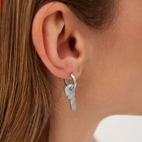 SPERO LONDON Key Hoop Sterling Earrings - Silver