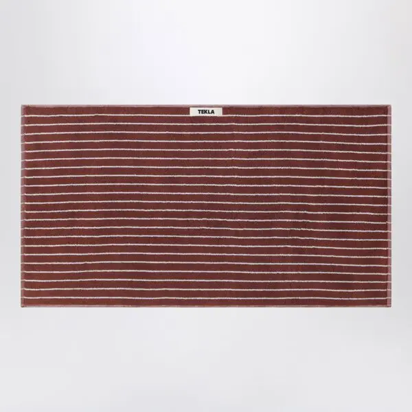 TEKLA Striped Reddish-brown Bath Towel 50x90 Cm - Green