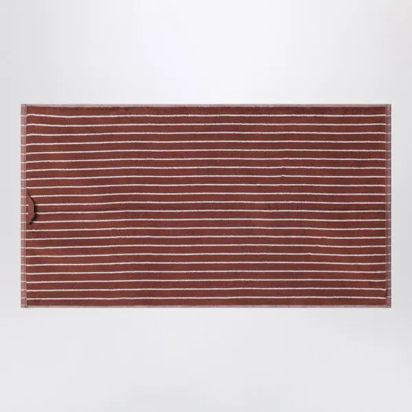 TEKLA Striped Reddish-brown Bath Towel 50x90 Cm - Green