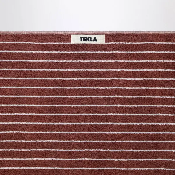TEKLA Striped Reddish-brown Bath Towel 50x90 Cm - Green