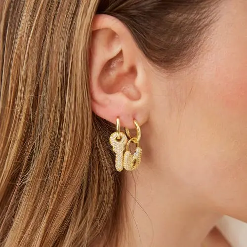 SPERO LONDON Sterling Padlock Hoop Earrings - Gold